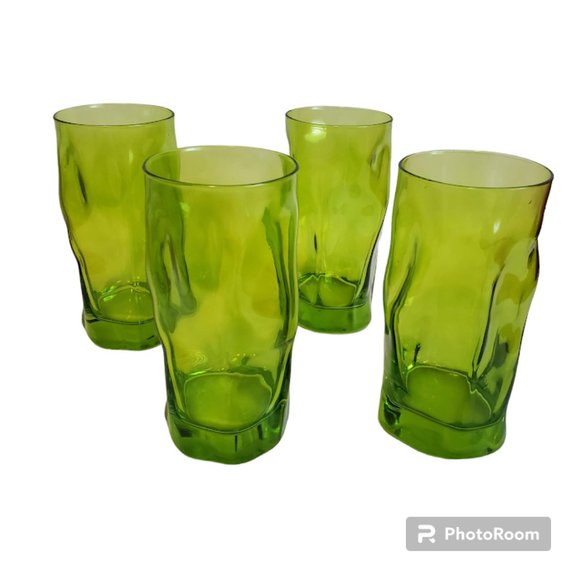 BLENKO | Dining | Blenko Olive Green Dimpled Art Glass Tumblers Tall ...